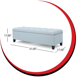 Noble House Ottilie Light Sky Blue Button Tufted Storage Bench 10944 ...