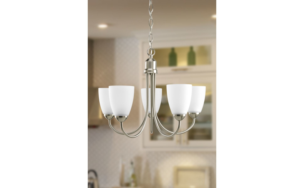 Progress Lighting Gather Collection 20-1/2 in. 5-Light Brushed Nickel ...