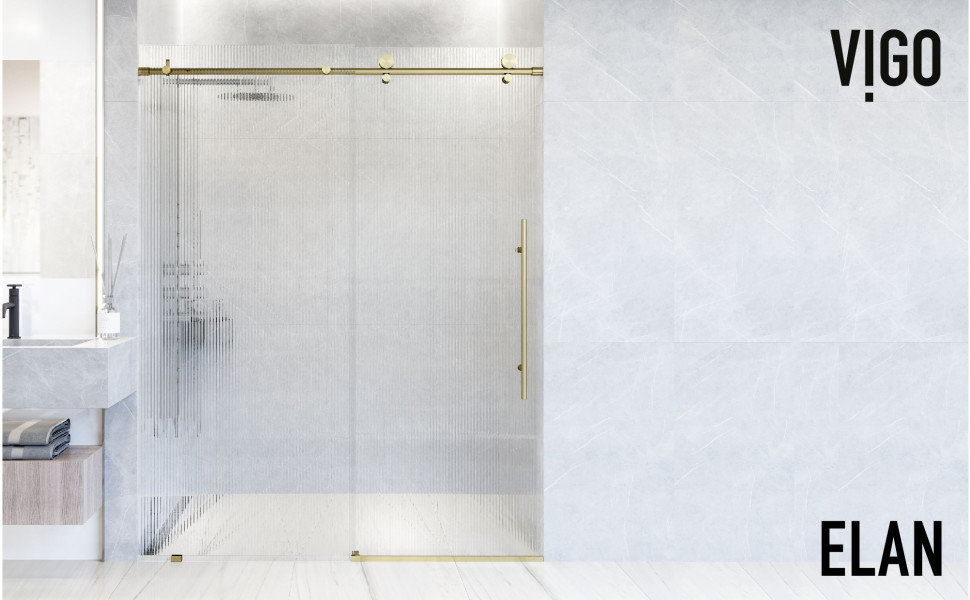 VIGO Elan E-Class 56 to 60 in. W x 76 in. H Sliding Frameless Shower ...