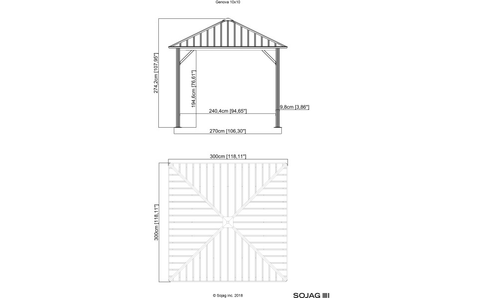 Genova Aluminum Gazebo 10 x 10 ft | Sojag – Delightful Yard