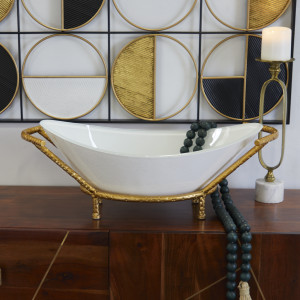 CosmoLiving by Cosmopolitan White Kitchen Decorative Serving Bowl with ...