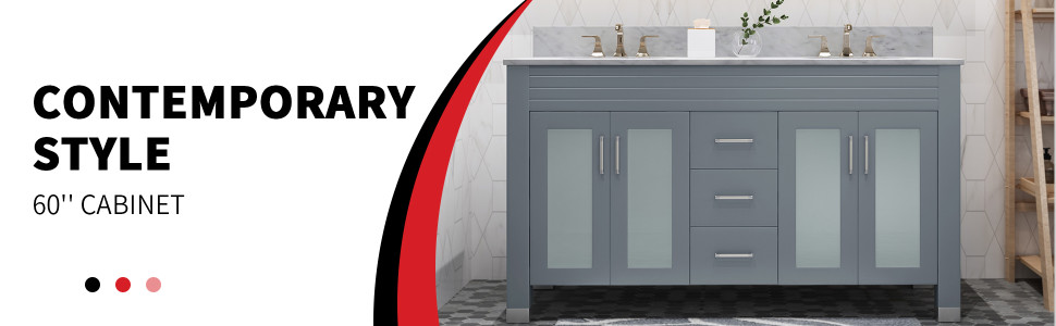 Noble House Halston 60 in. W x 22 in. D Bath Vanity Cabinet Only in ...