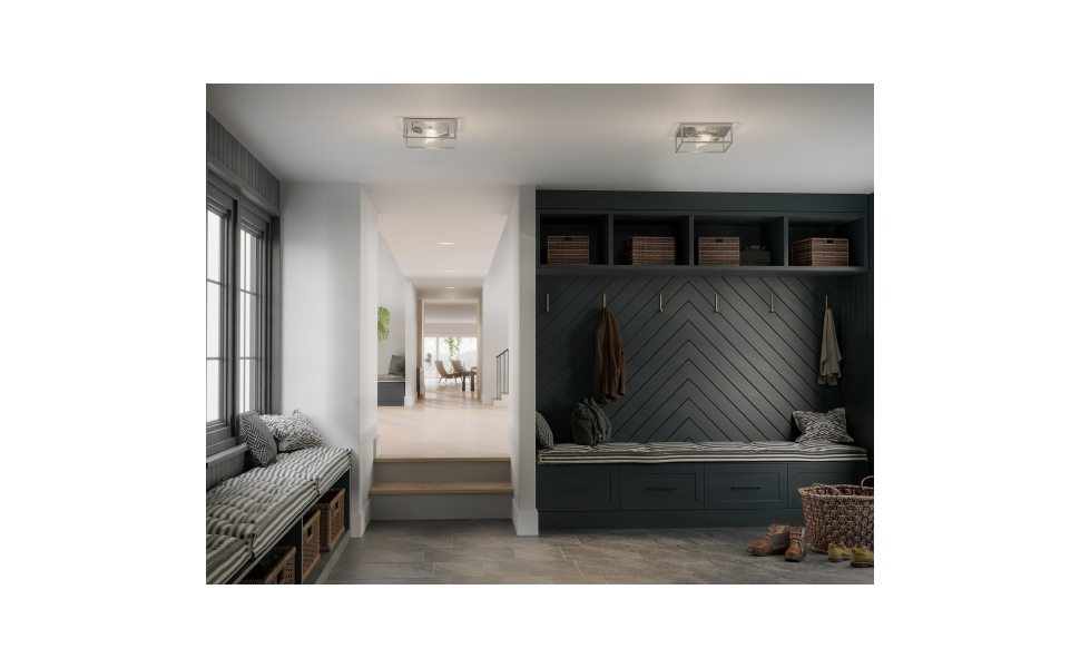 Progress Lighting Perimeter 2-Light Brushed Nickel Modern Flush Mount ...