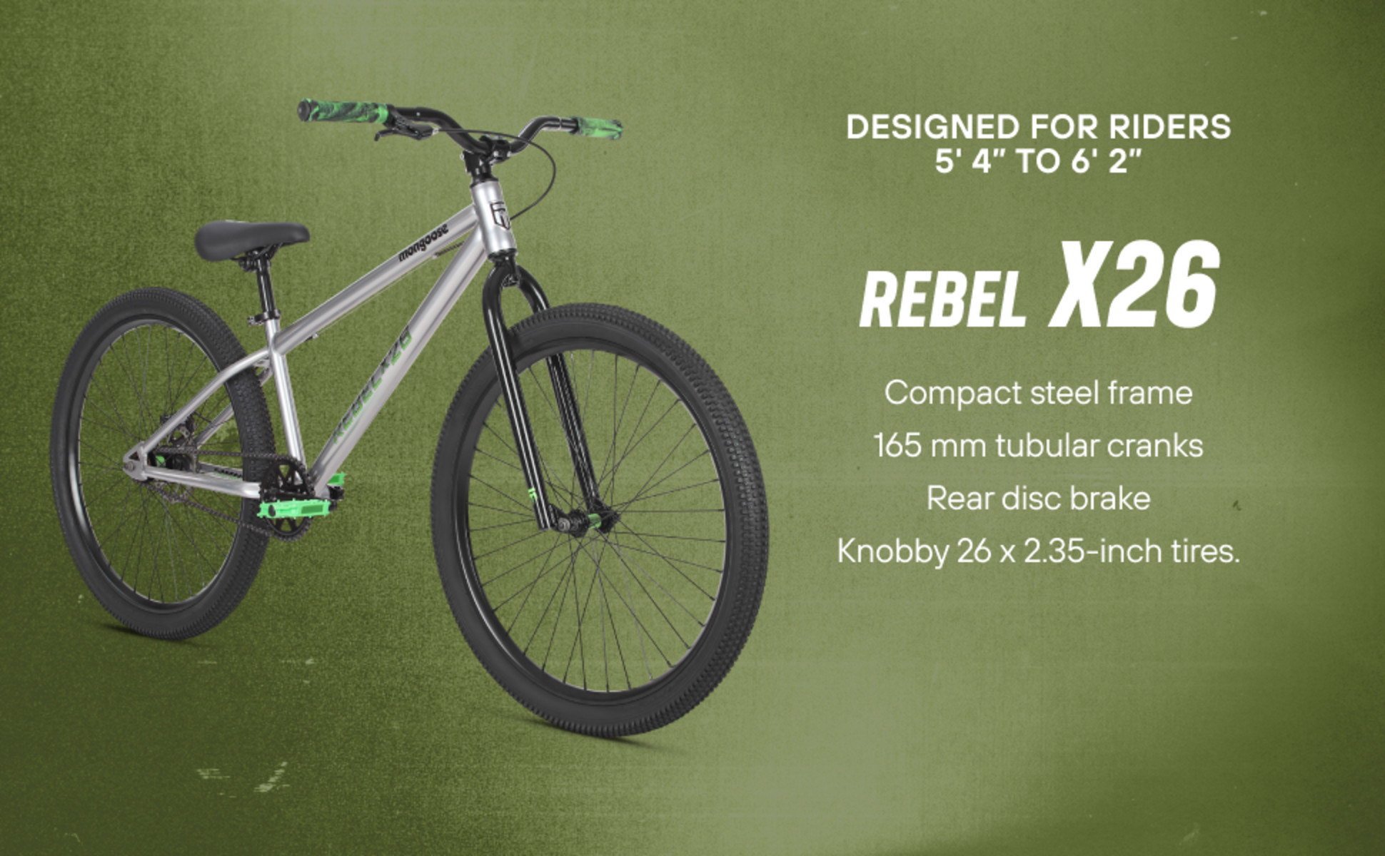 Mongoose Rebel X26 Adult Unisex 26-in. BMX Bike, Nickel Gray Mongoose Rebel X26 Adult Unisex 26-in. BMX Bike, Nickel Gray