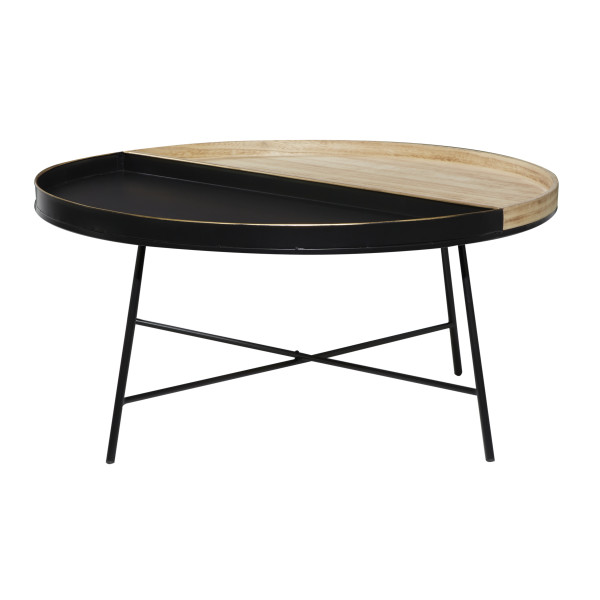 Litton Lane 38 in. Black Medium Round Metal Split Coffee Table 92167 - The Home Depot