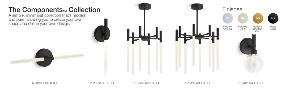 KOHLER Components Matte Black LED Sconce K-23464-SCLED-BLL - The Home Depot