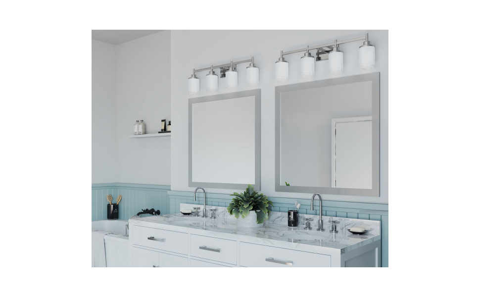 Progress Lighting Alexa Collection 31 in. 4-Light Brushed Nickel Etched ...