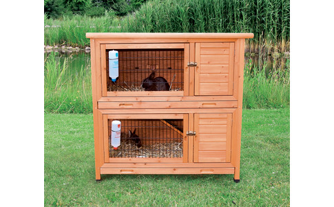 TRIXIE Natura Dual-Level Rabbit Hutch & Easy-Clean Trays