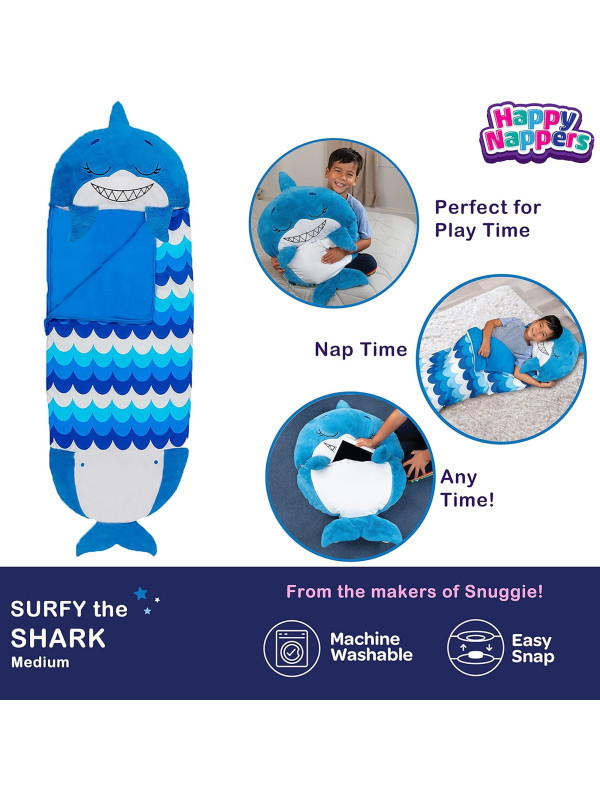 Happy Nappers Pillow Sleepy Sack Medium Blue Shark 54 x 20