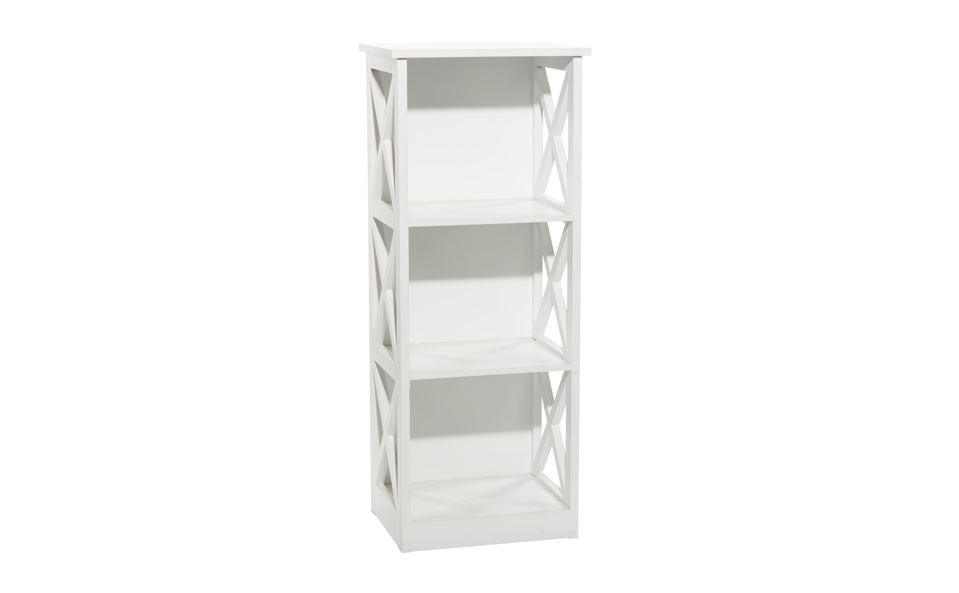 White wooden shelf unit store