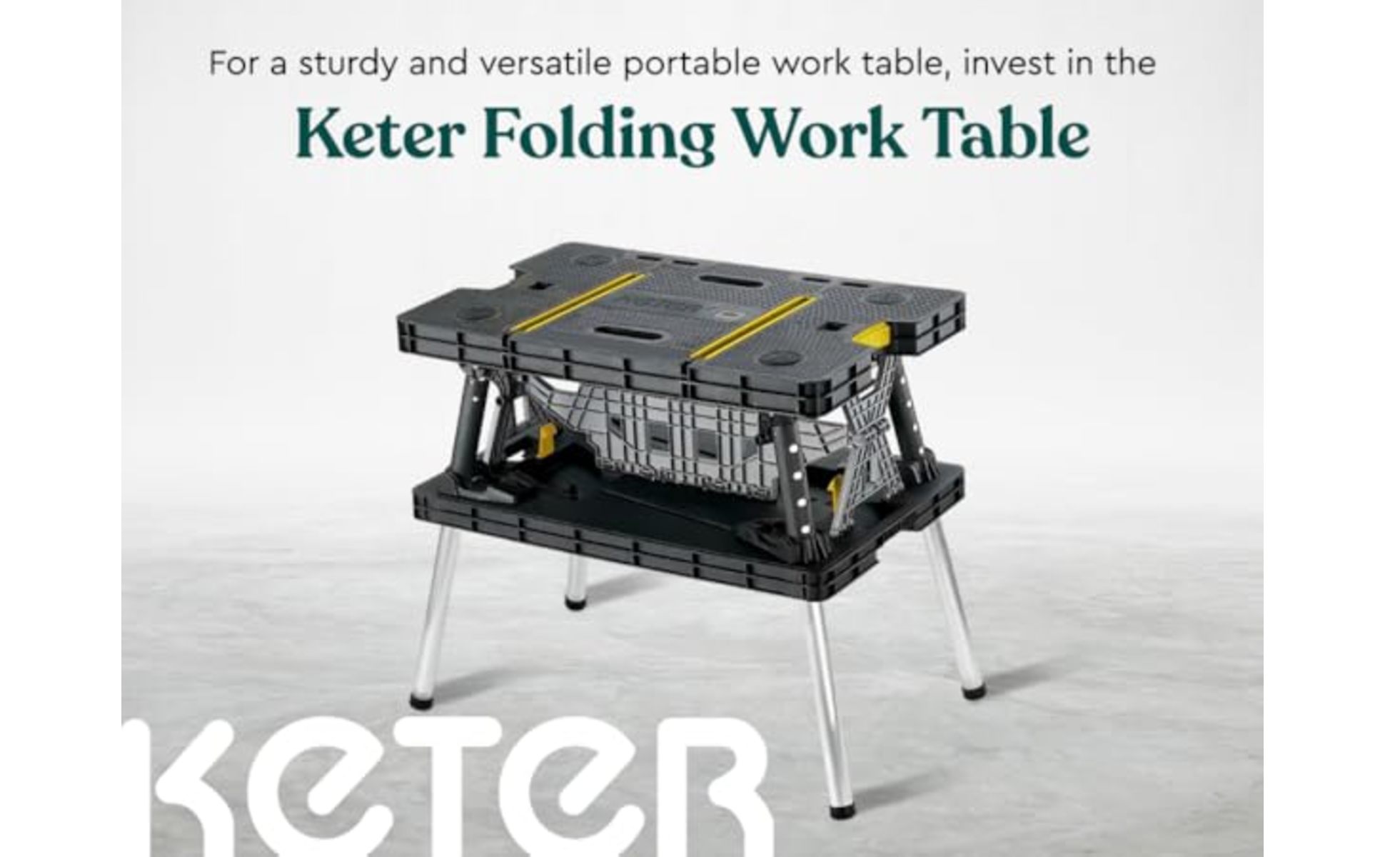 Keter Workbench Portable Folding Table Sawhorse w 12 Clamps Tool Storage Stand Walmart
