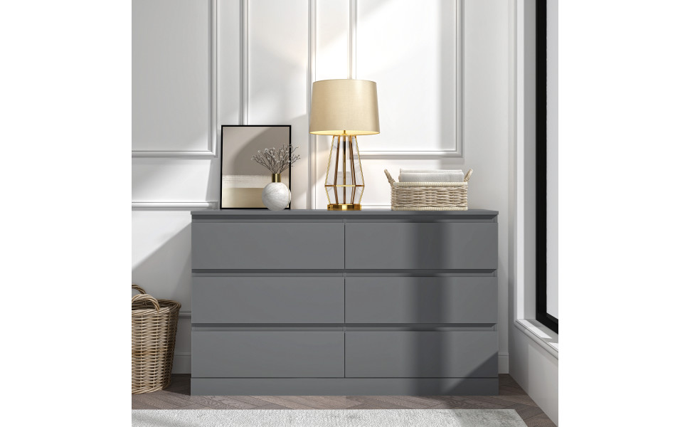 Brindle 6 Drawer Horizontal Dresser Cool Gray Finish by Hillsdale Walmart