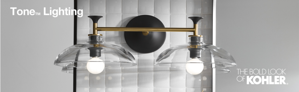 KOHLER Tone 2 Light Polished Chrome Indoor Bathroom Vanity Light Fixture, UL Listed 31769-SC02 ...