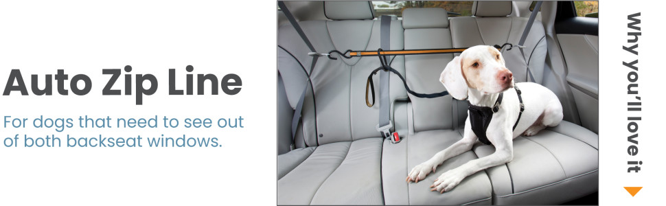 Kurgo Dog Car Zip Line & Leash System for Safe Travel