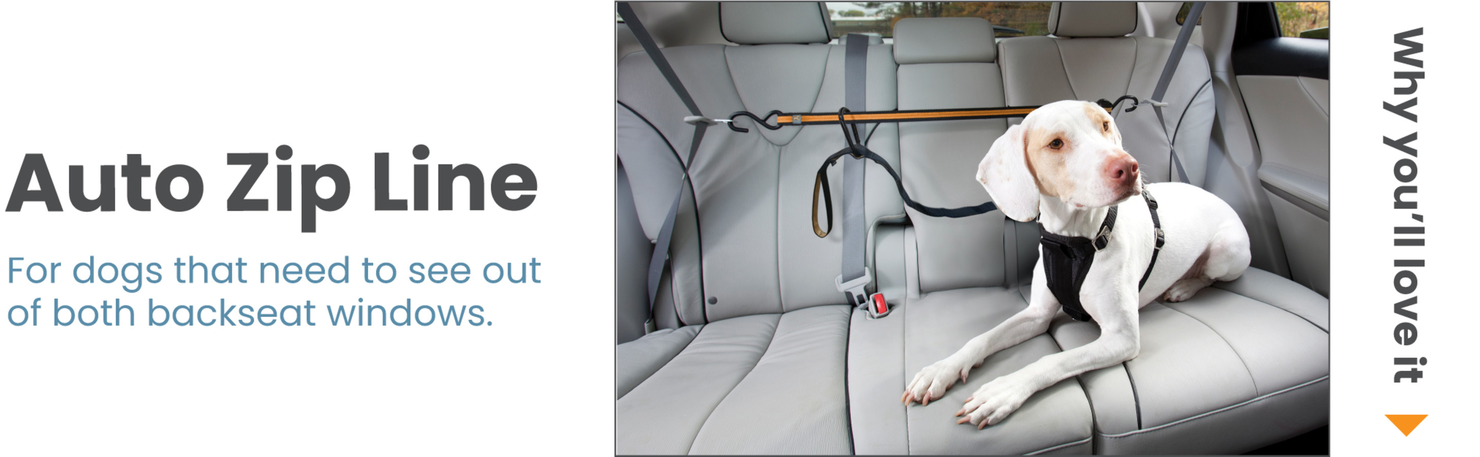 Kurgo Dog Car Zip Line & Leash System for Safe Travel