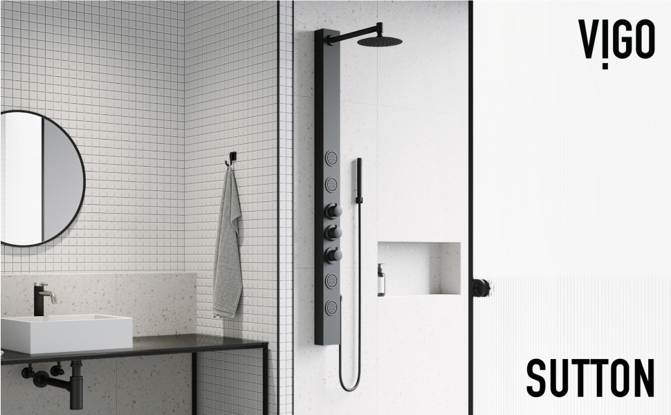 VIGO Sutton 58 in. H x 4 in. W 4-Jet Shower Panel System with ...