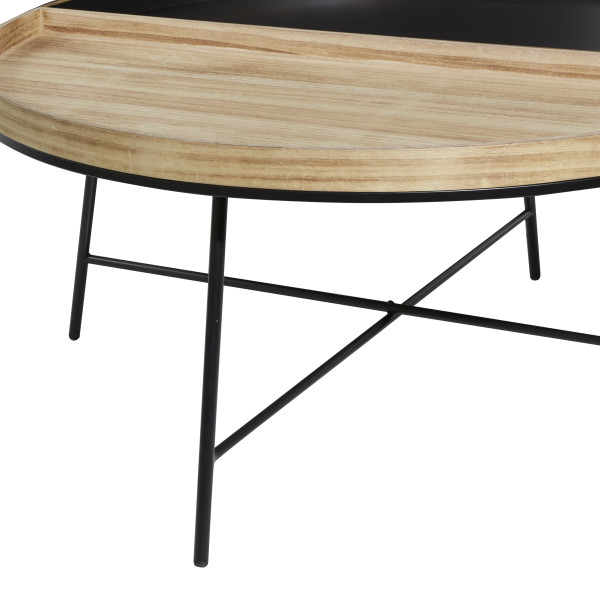 Litton Lane 38 in. Black Medium Round Metal Split Coffee Table 92167 - The Home Depot