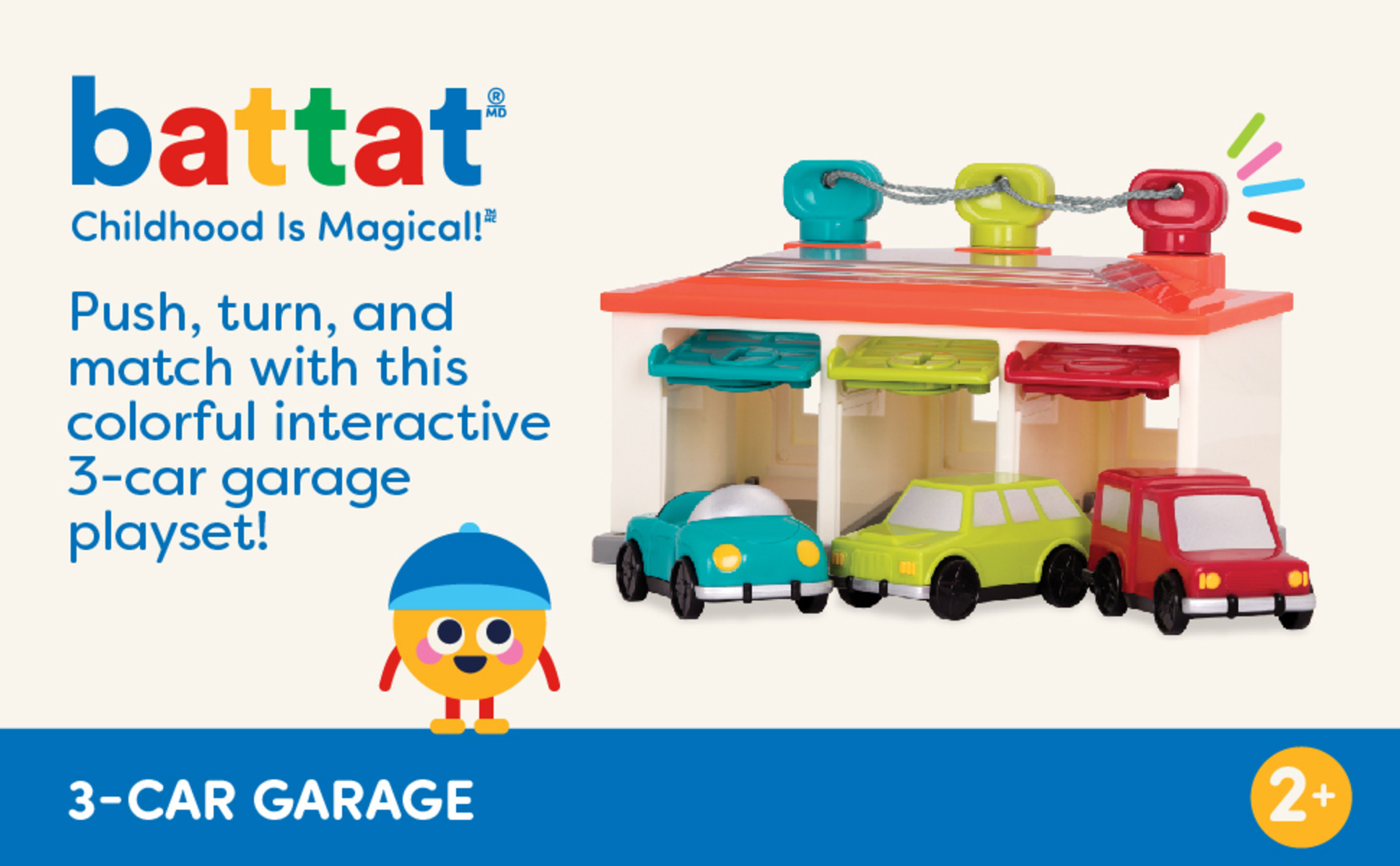 Battat 3 Car Garage Toy Playset with Keys Vehicle Playsets 6.38in Toddler and Preschool and Toys Walmart