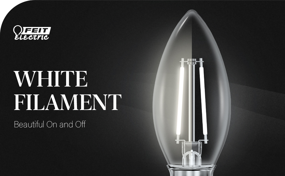 Feit Electric 60-Watt Equivalent B10 E12 Candelabra Dim White Filament ...