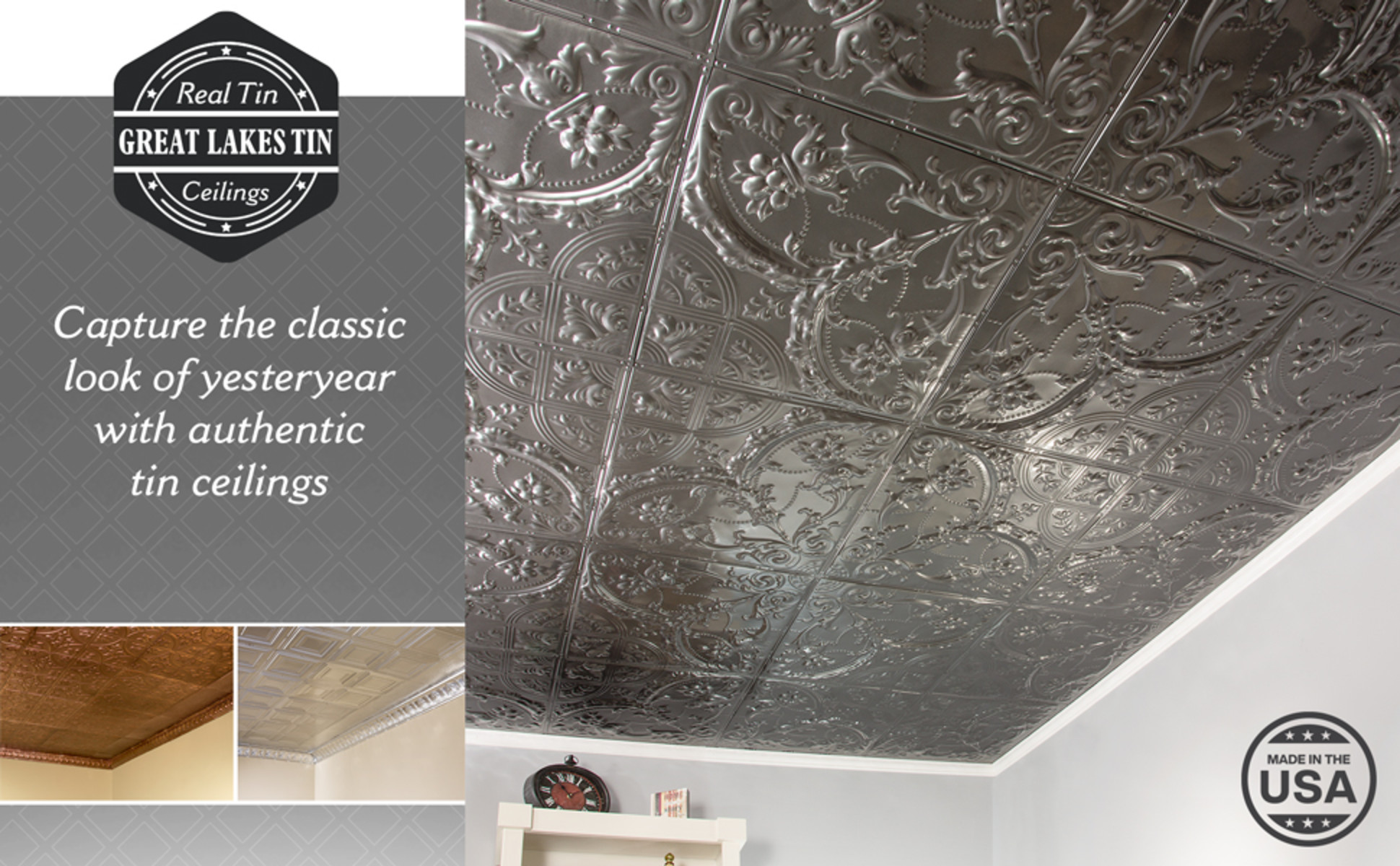 Great Lakes Tin Erie 2' x 2' Argento Drop Ceiling Tile at Menards®
