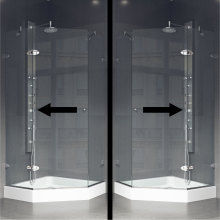 VIGO Verona 40 in. L x 40 in. W x 79 in. H Frameless Pivot Neo-angle Shower Enclosure Kit in ...