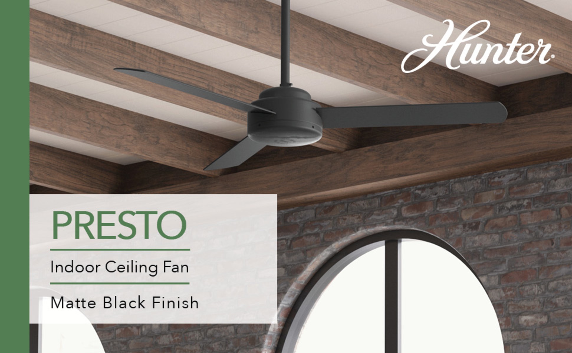 Presto Ceiling Fan 52" Hunter Ceiling Fan No Light - Matte Black Modern ...