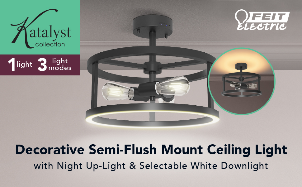 Feit Electric Katalyst 15 in. 3-Light Matte Black Color Choice ...