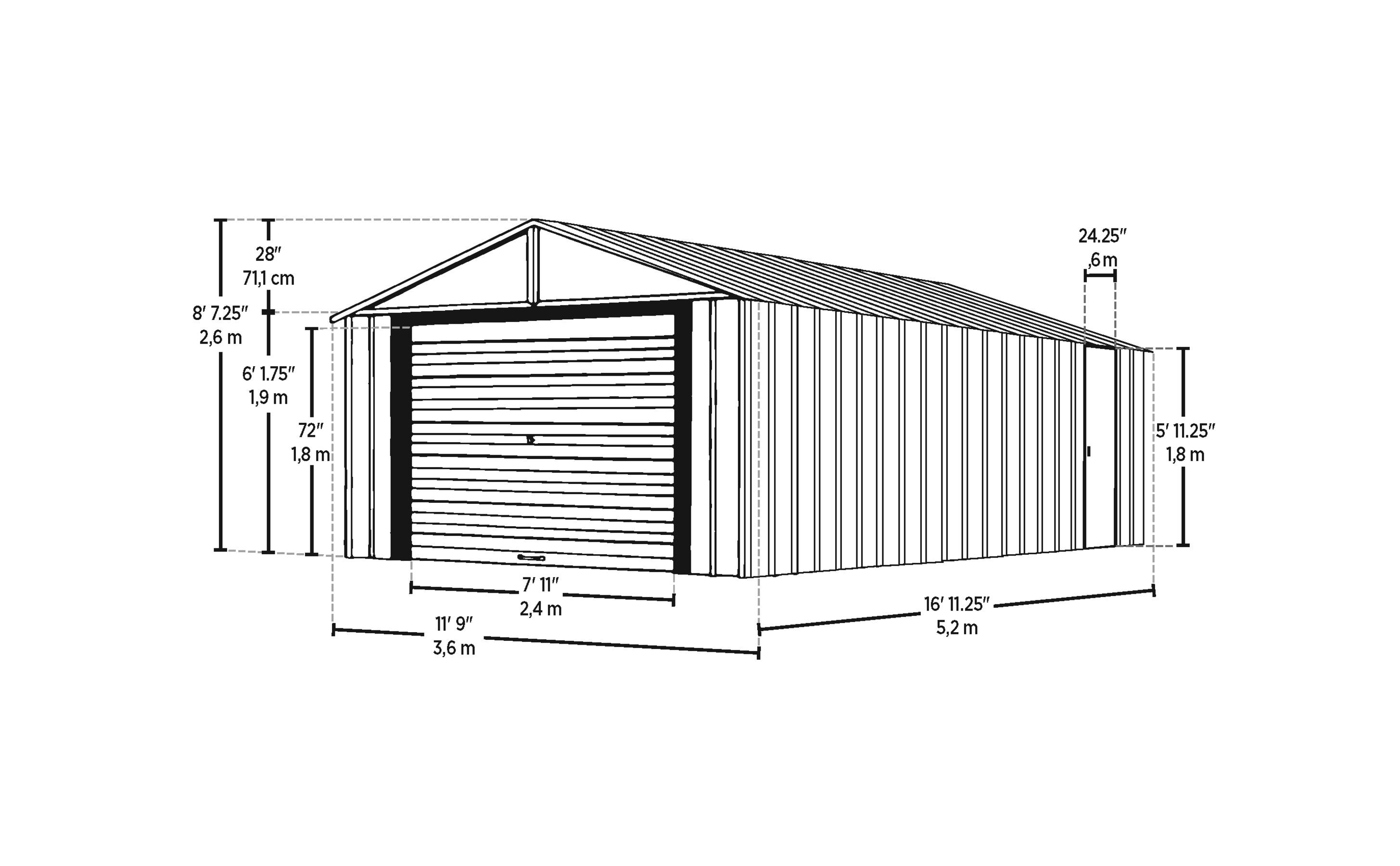 Arrow Murryhill Steel Garage Shed 12 x 17 ft. – Delightful Yard