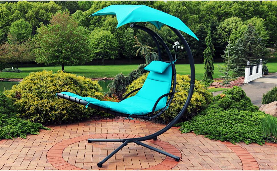 Sunnydaze Floating Chaise Lounge Chair with Umbrella for Poolside Patio Deck Outdoor Relaxation Teal Walmart