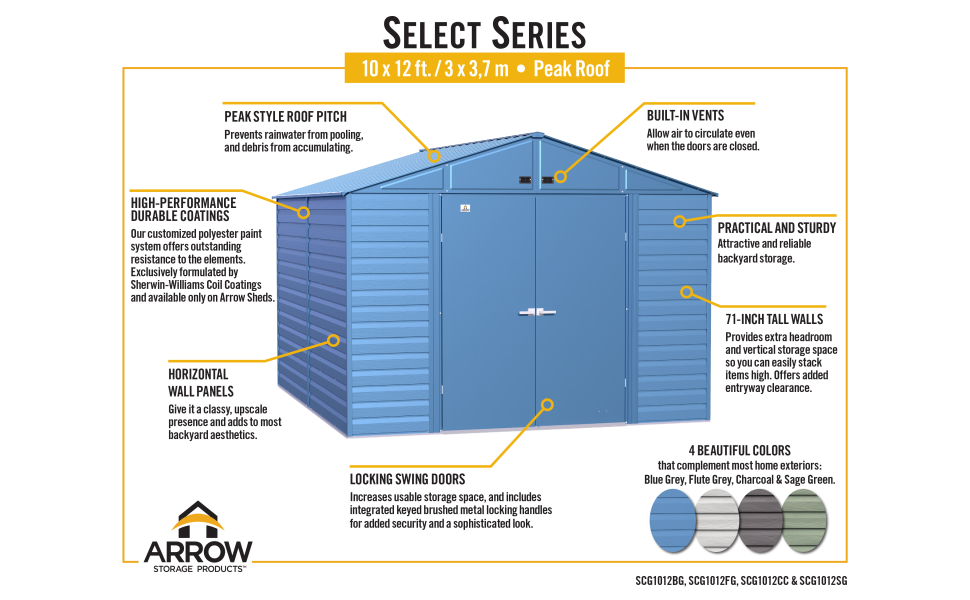 Arrow Select Steel Outdoor Storage Shed 10 x 12 at Menards®